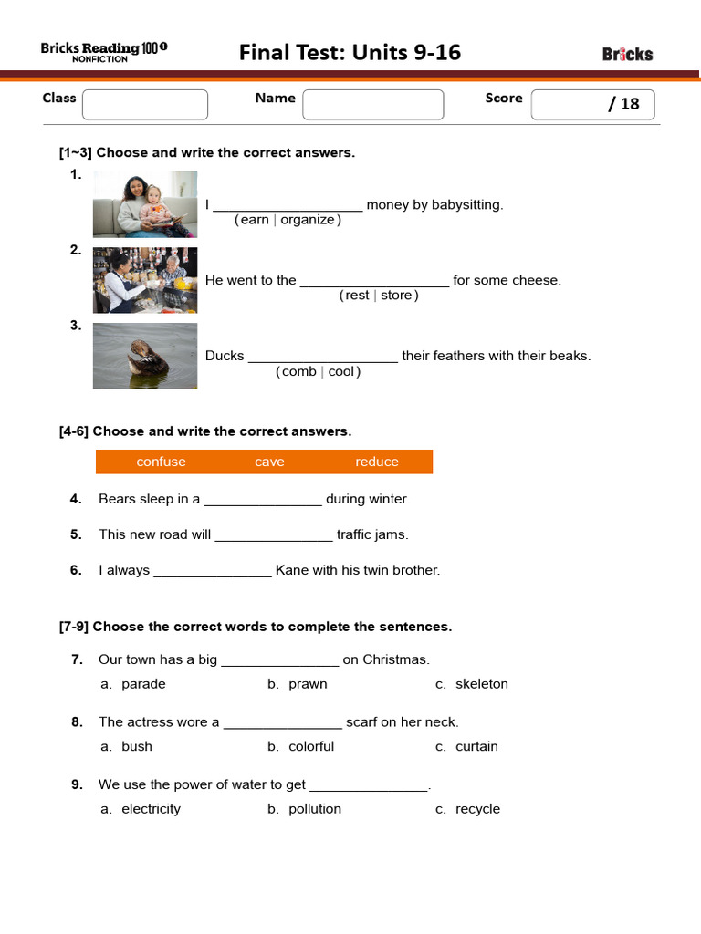 English Test: Vocabulary & Reading Skills | PDF | Halloween | Recycling