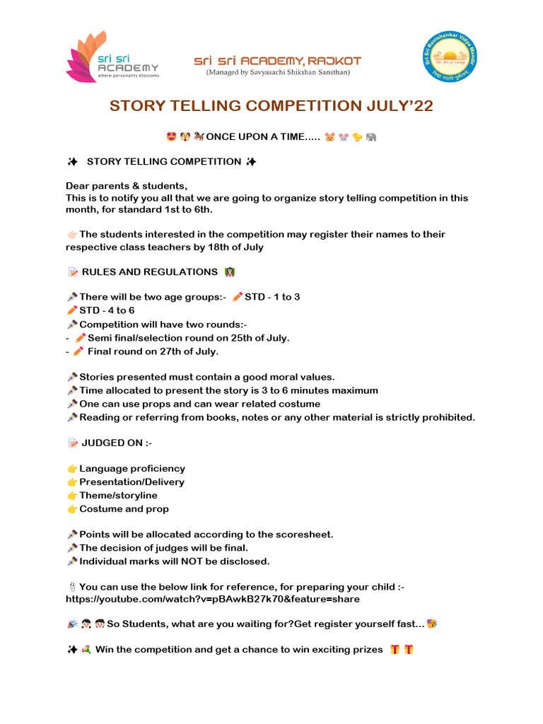 Storytelling Competition Guidelines 2022 | PDF