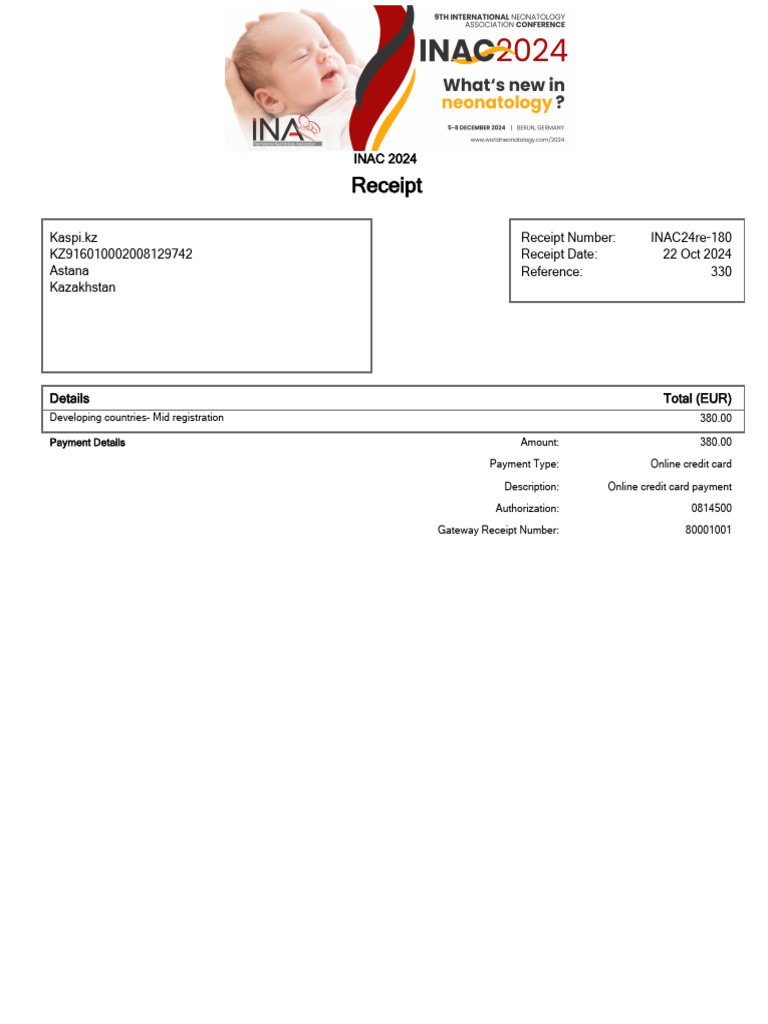 INAC 2024 Payment Receipt Details | PDF