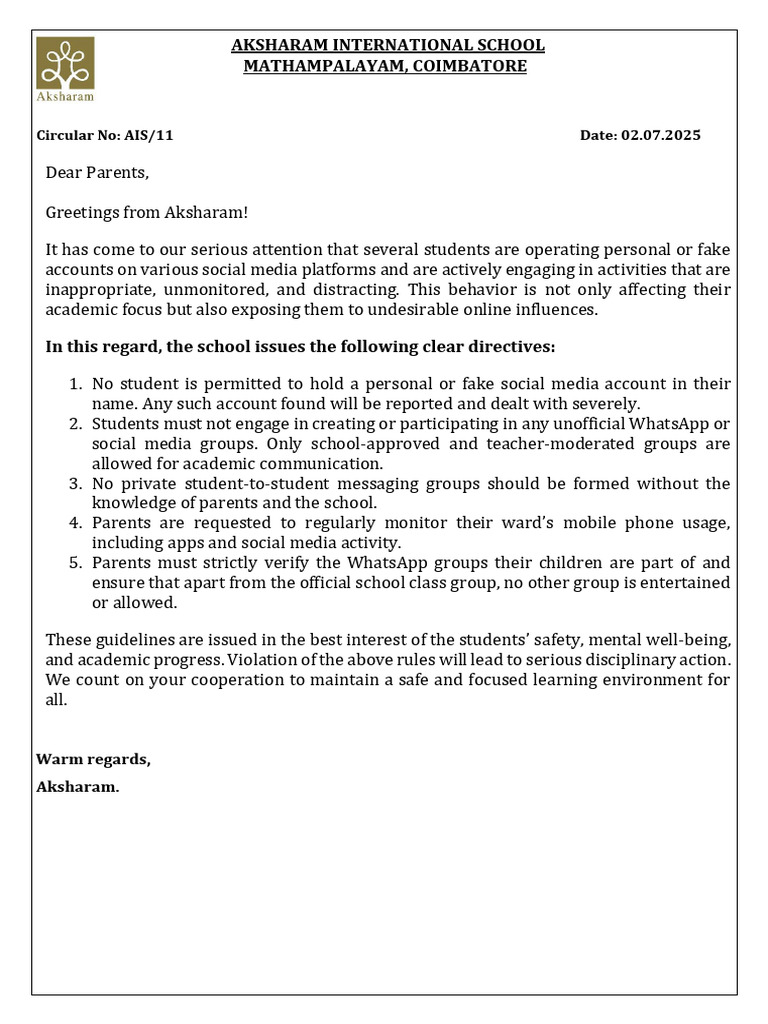 Strict Prohibition on Student Social Media | PDF