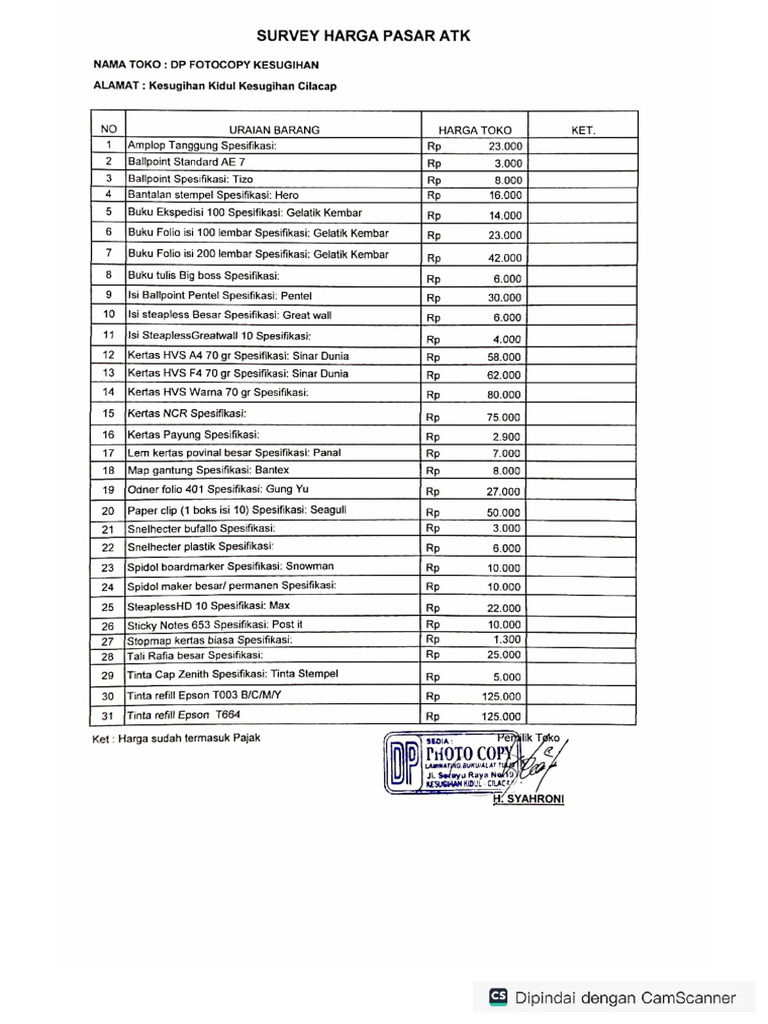 Survey Harga Atk 1 | PDF