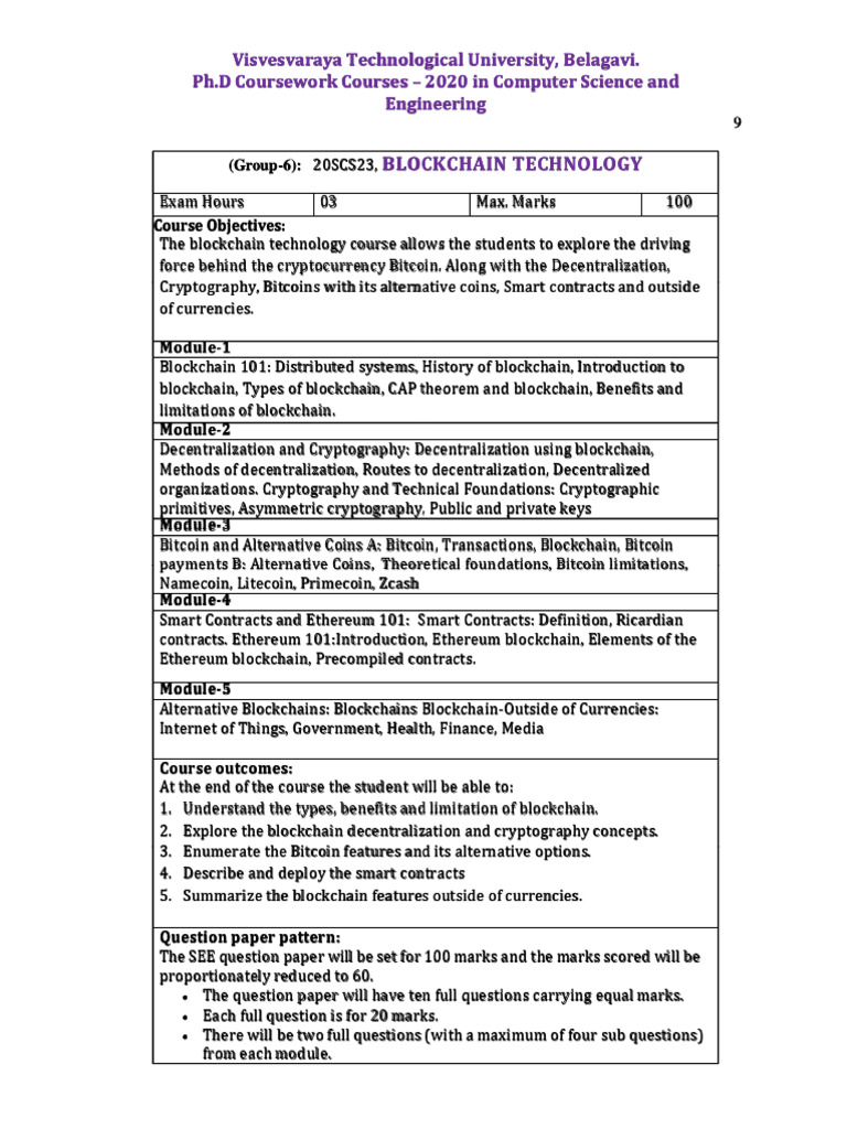 Block Chain-Syllabus | PDF