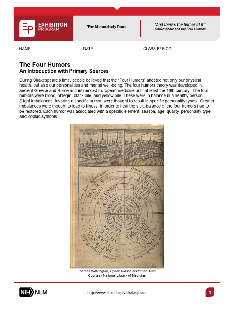 Shakespeare's Four Humors Explained | PDF | Medicine
