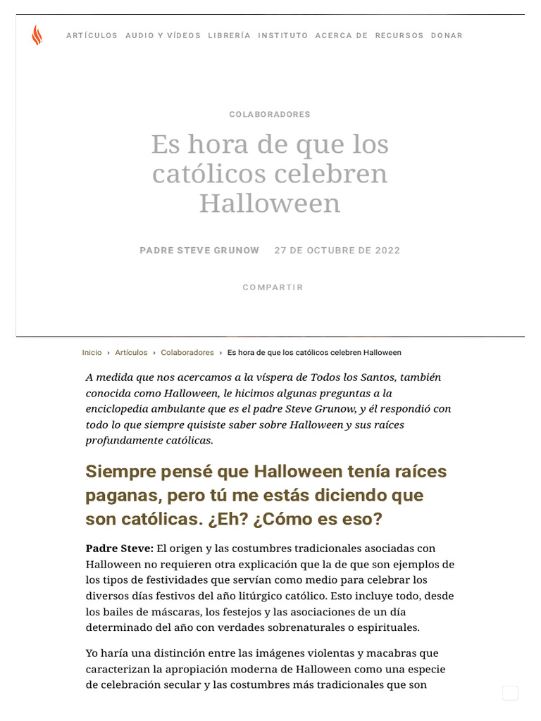 Es Hora de Que Los Católicos Celebren Halloween - Word On Fire | PDF ...