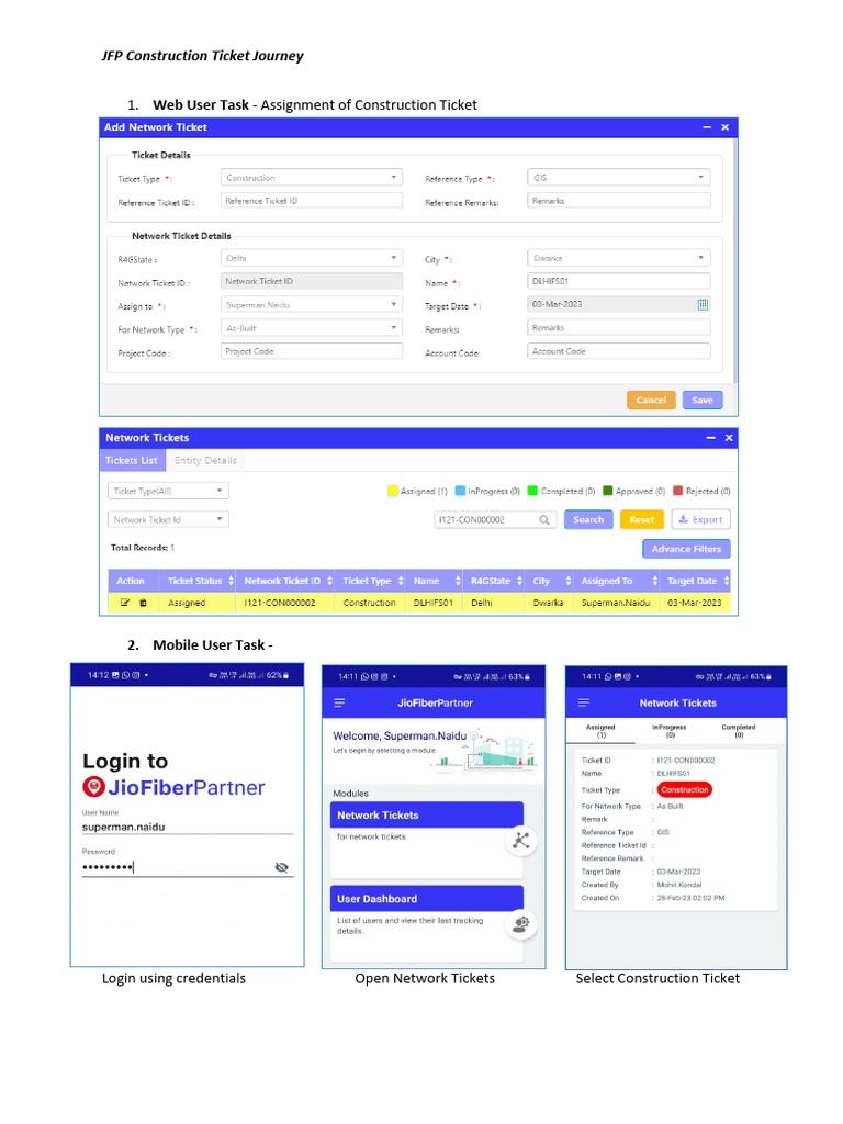 JFP Construction Ticket Process Guide | PDF