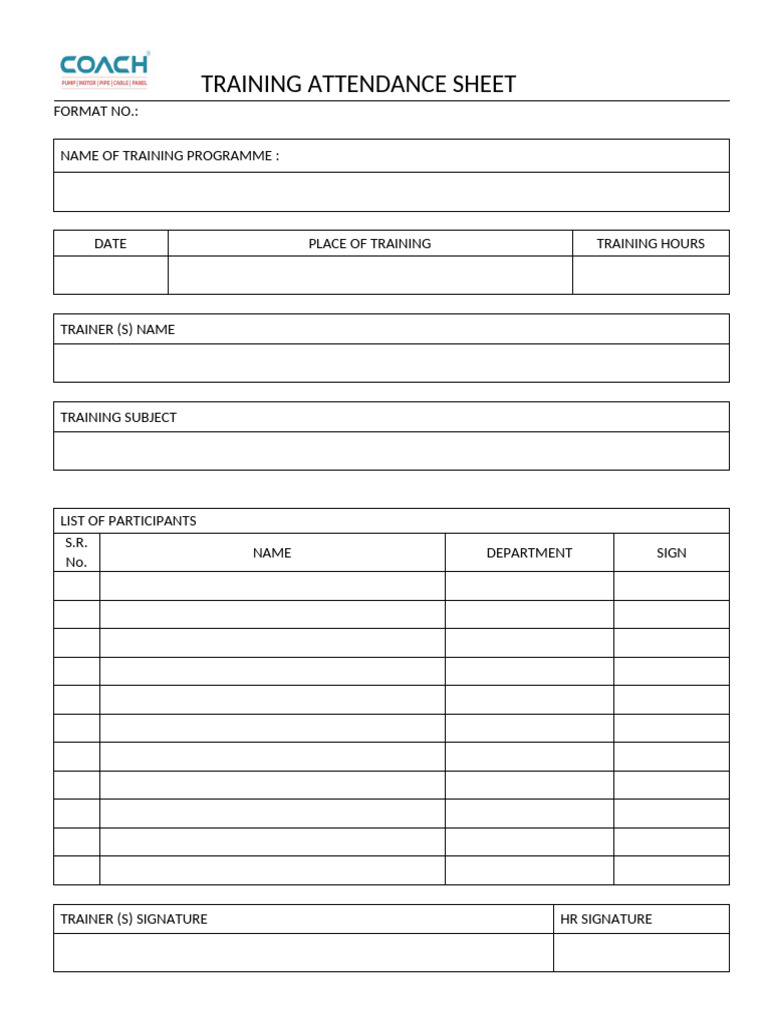 Training Attendance Sheet | PDF