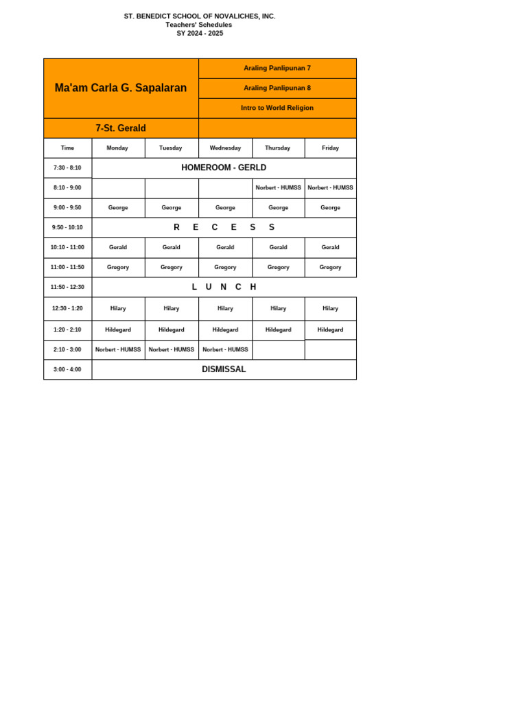 Teachers-Sched-1st Sem - 25-26 As of June 5 | PDF | Mathematics | Science