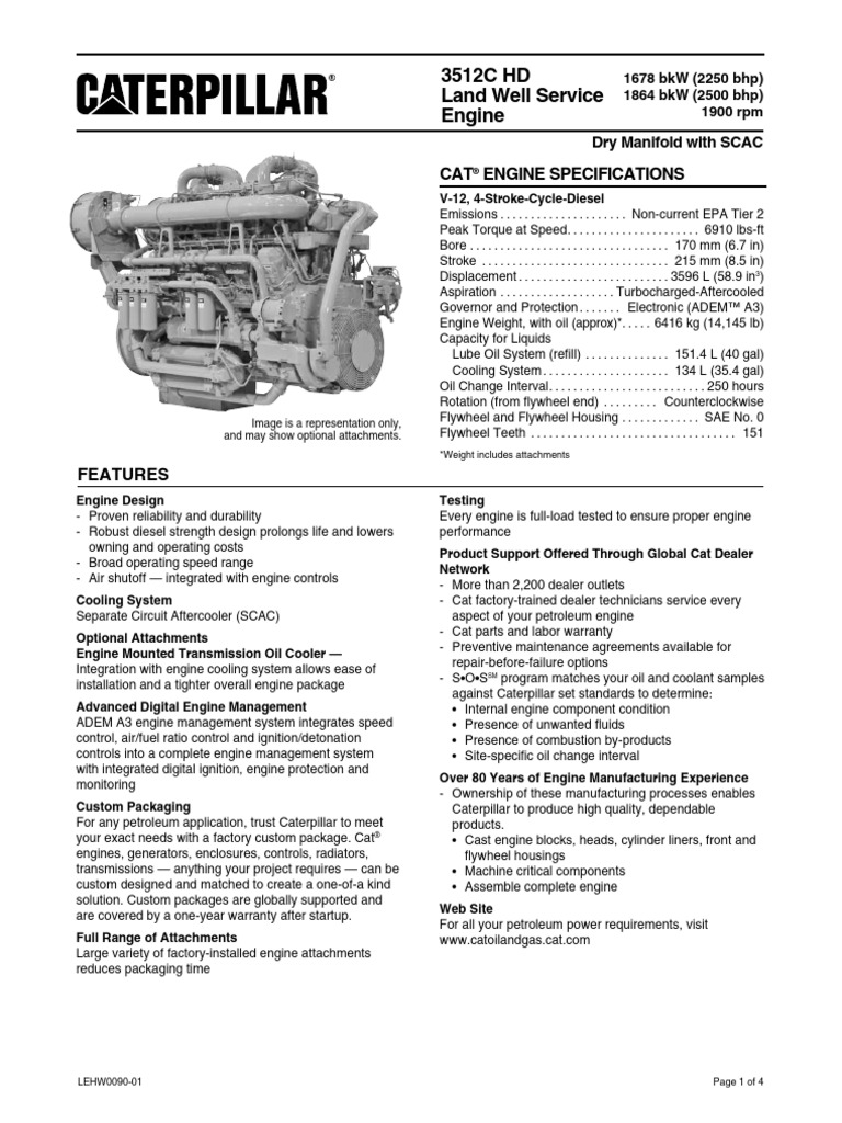 Caterpillar 3512C Engine Specs | PDF | Throttle | Engines