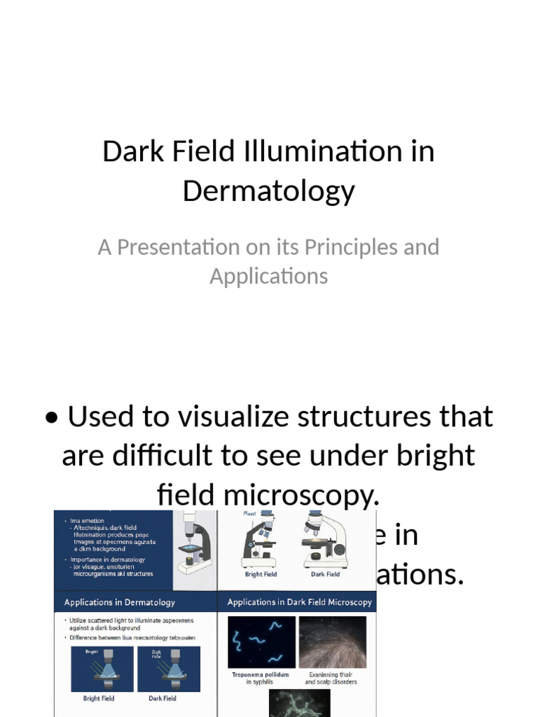 Dark Field Illumination in Dermatology | PDF