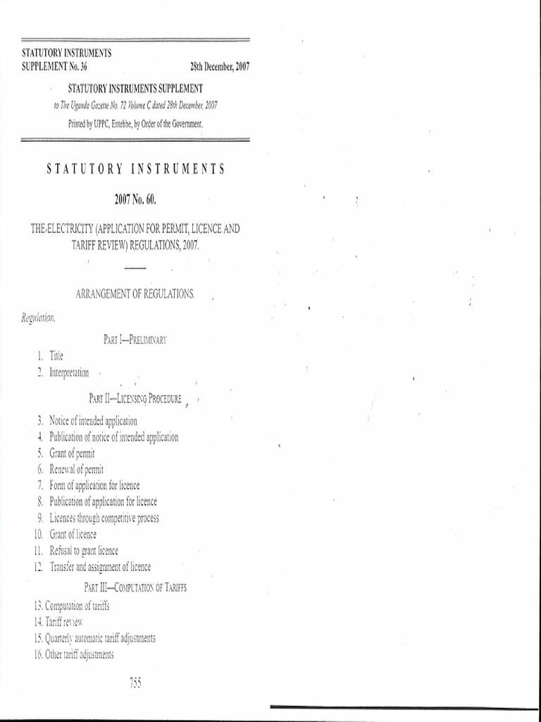 The Electricity (Application For Permit, License and Tariff Review ...
