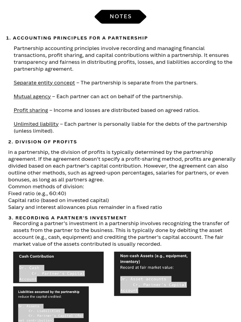 Partnership Accounting Principles and Profit Sharing | PDF ...
