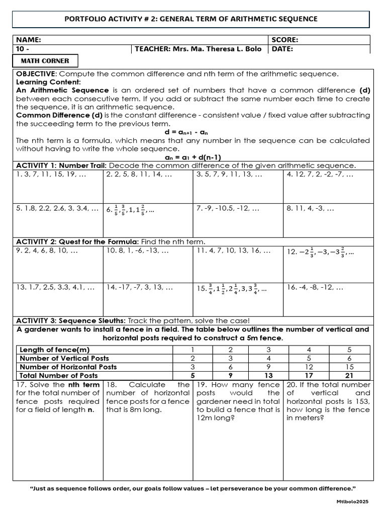 PF2 General Term of Arithmetic Sequence | PDF | Arithmetic | Mathematics