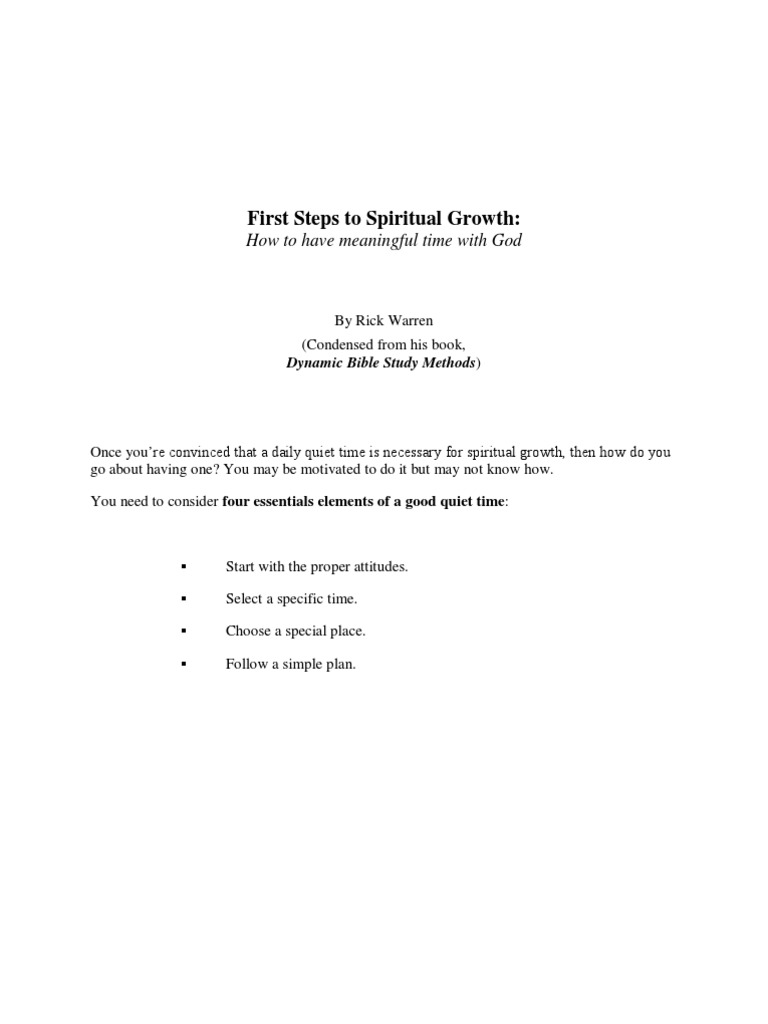 Five Steps To Spiritual Growth - Rick Warren | PDF | Prayer | God