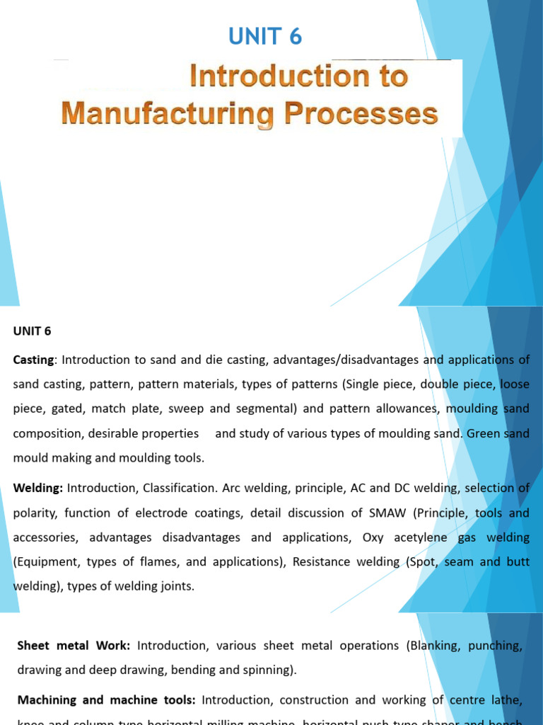 Manufacturing Processes: Casting & Welding | PDF | Casting | Metalworking