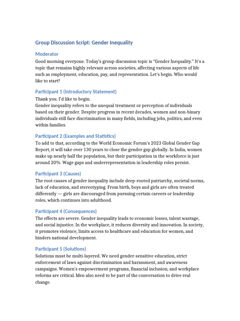 GD Script Gender Inequality | PDF