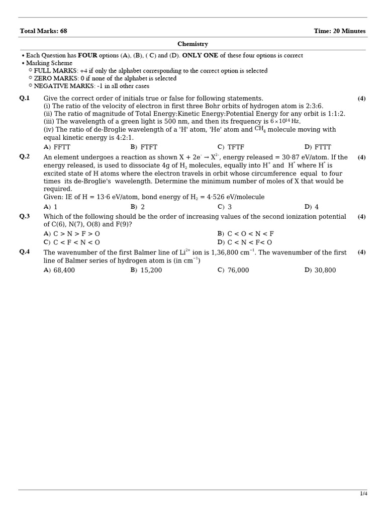 Periodicity STR of Atom - Question-Paper | PDF | Atoms | Physical Chemistry