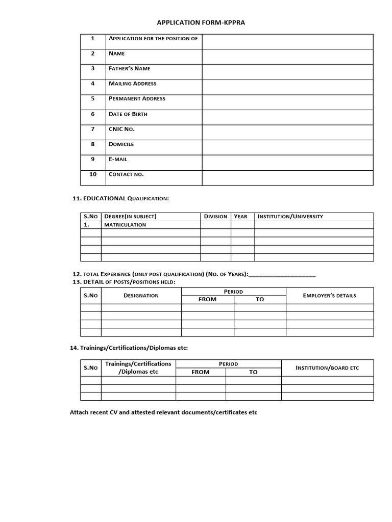 Application Form KPPRA | PDF
