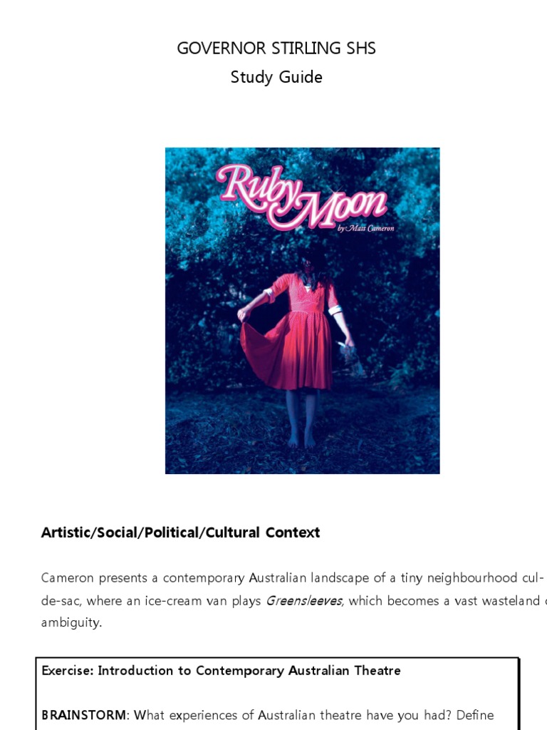 Ruby Moon Study Guide | PDF | Actor | Theatre