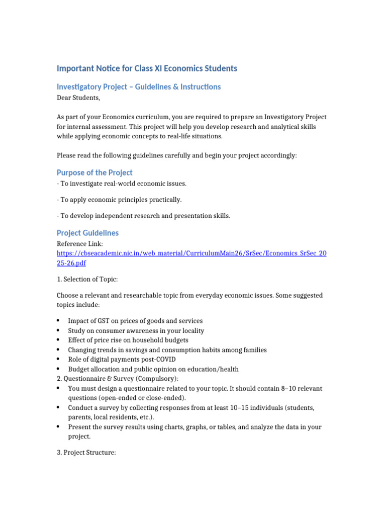 Economics Investigatory Project Guidelines | PDF | Economics | Data