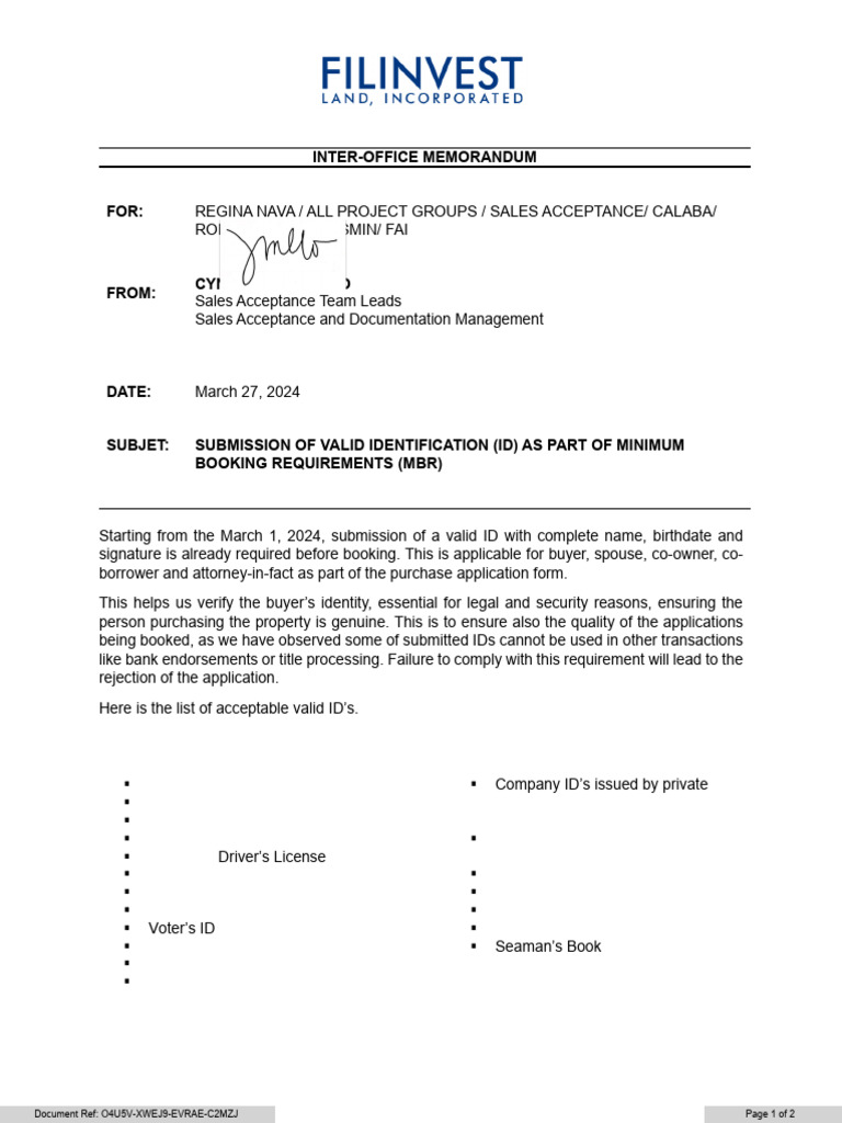 Valid ID Memo (1) 1 | PDF | Identity Document | Authentication