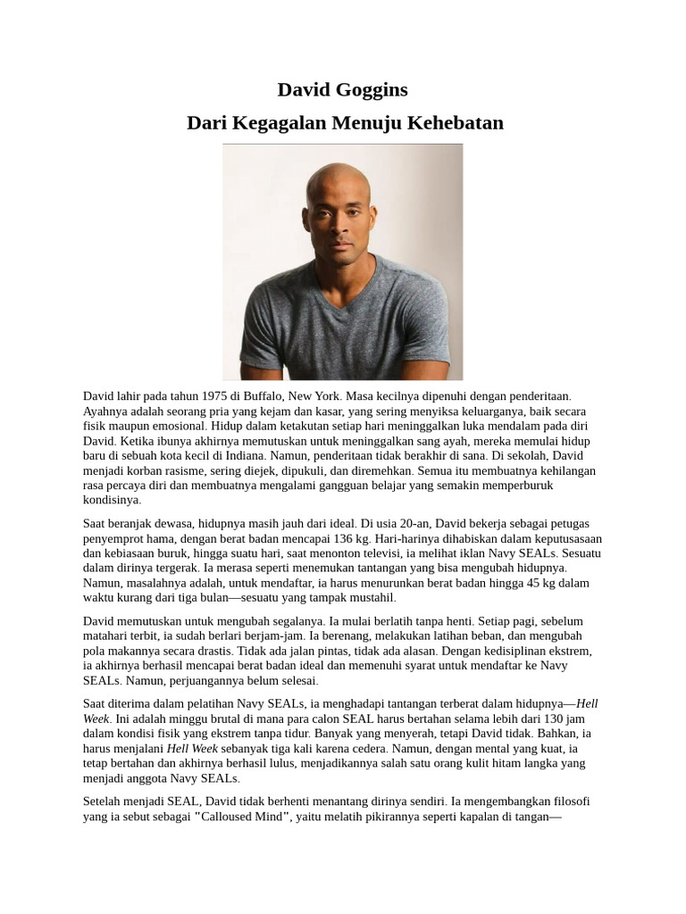 David Goggins Kisah Inspiratif Yudha | PDF
