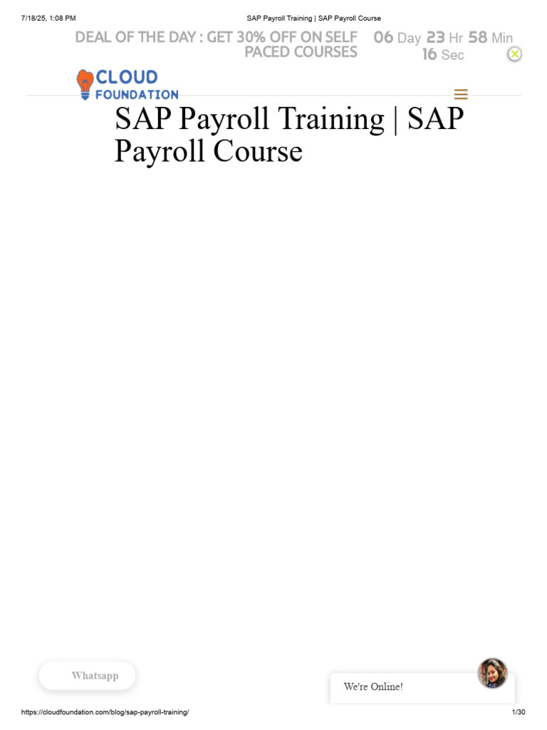 Sap Payroll Training Sap Payroll Course Pdf Payroll Cloud Computing