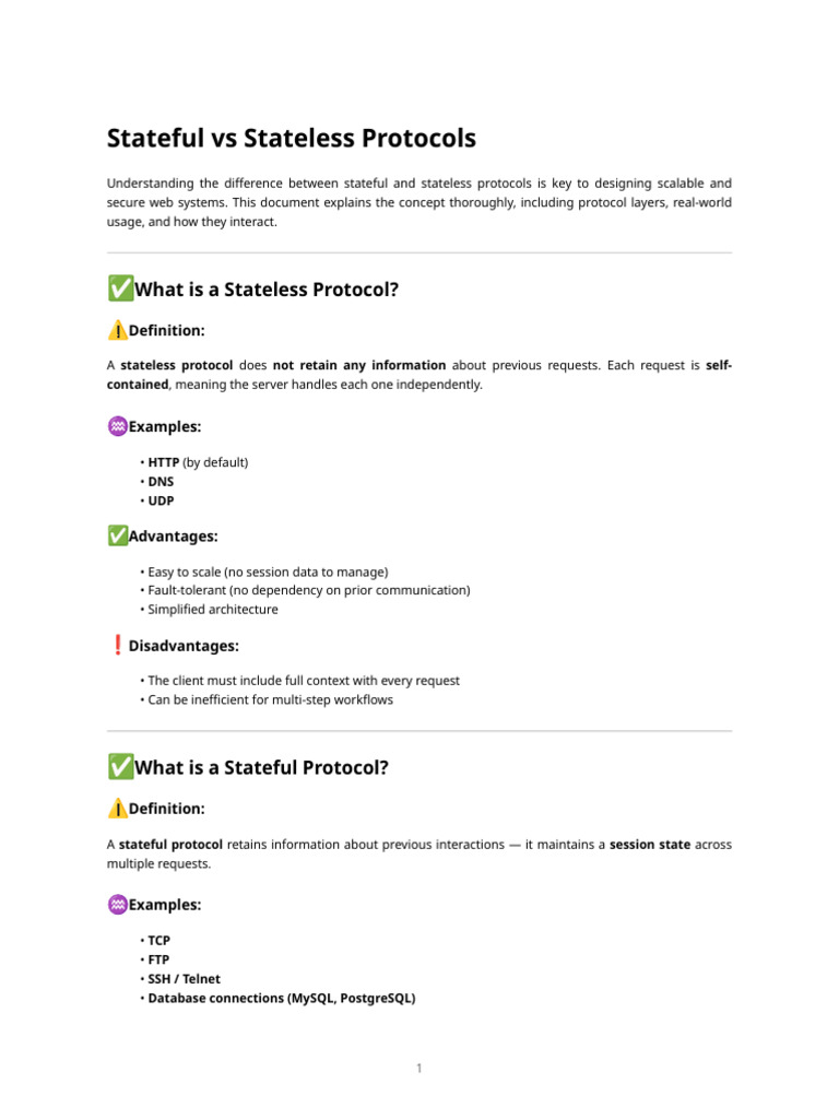 Stateful Vs Stateless Protocols | PDF | Transmission Control Protocol ...