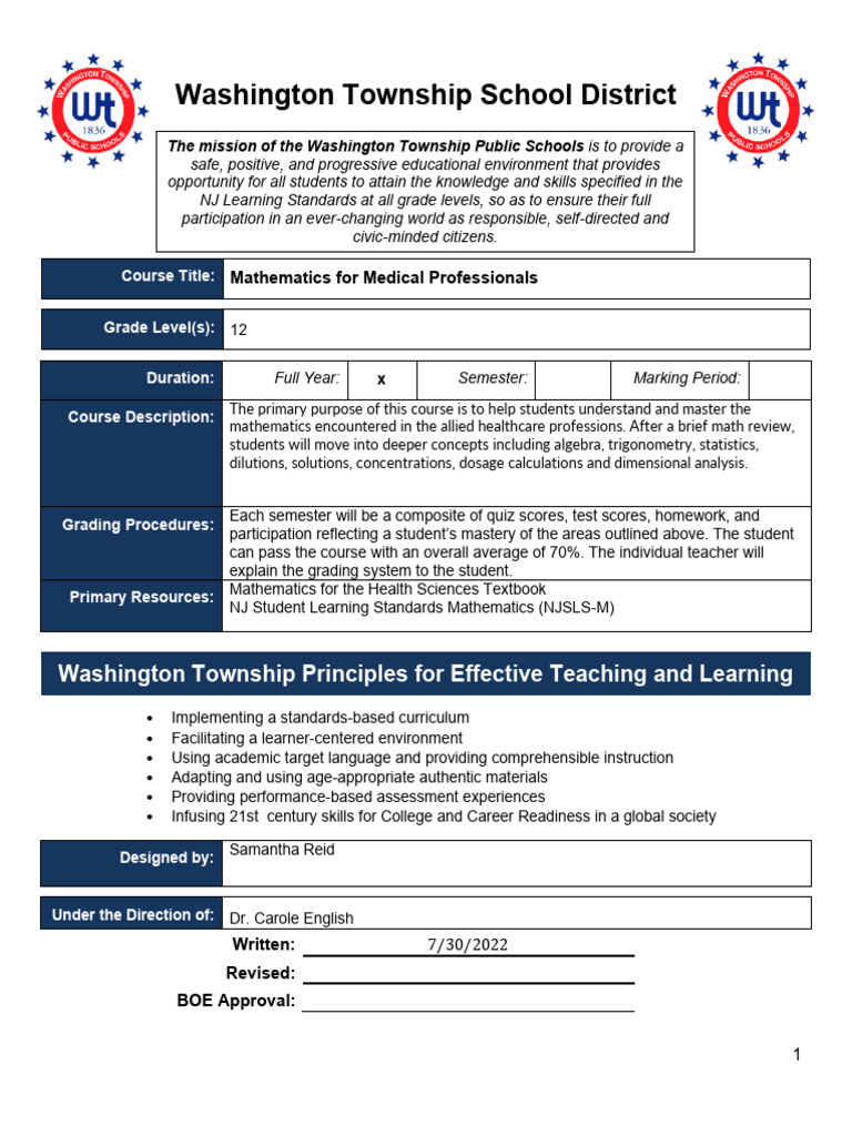 Math for Medical Professionals Course | PDF | Function (Mathematics ...