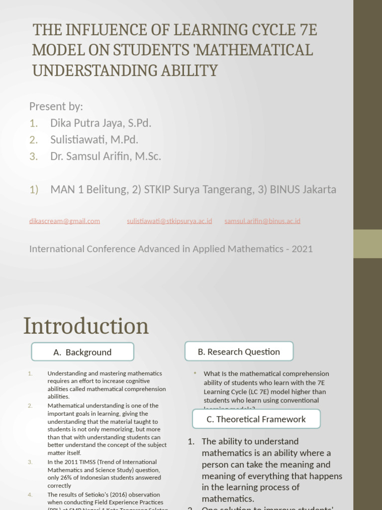 The Effect of Lerning Cycle 7e Model - Presented by Dika | PDF | Teaching Mathematics | Learning