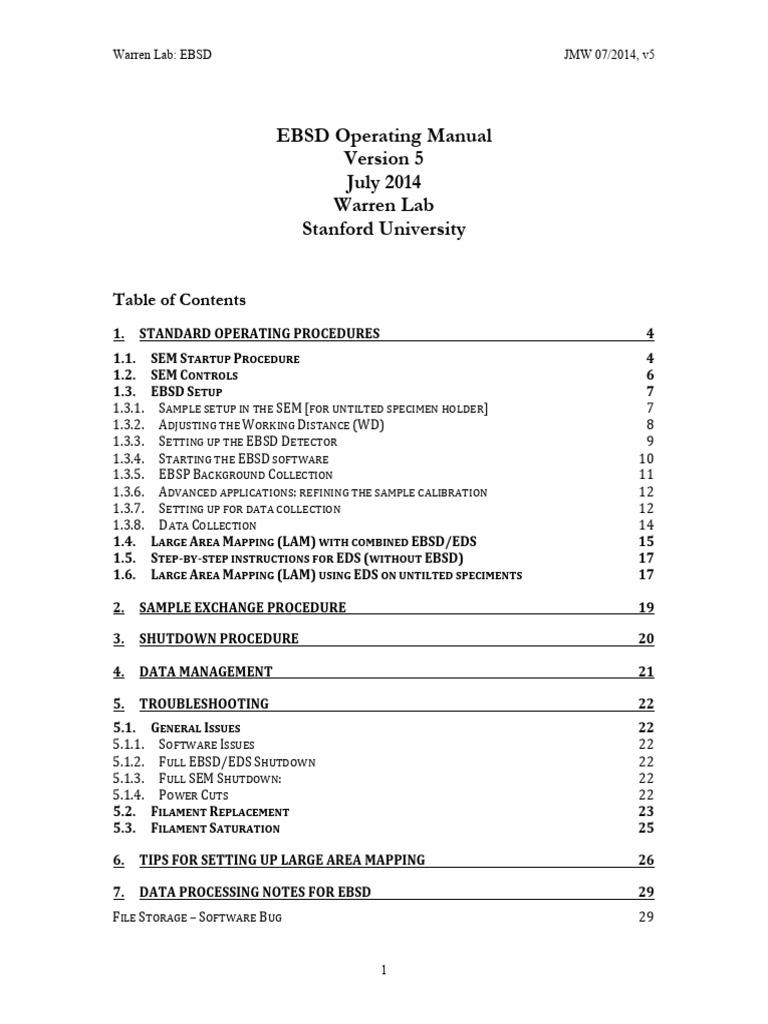 EBSD Operating Manual for SEM Setup | PDF | Scanning Electron ...