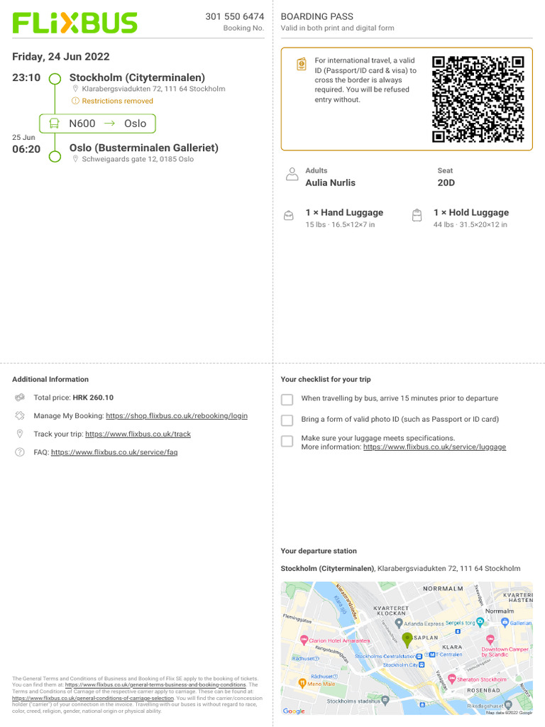 Ticket Stockholm Oslo 3015506474 | PDF | Passport | Government And ...