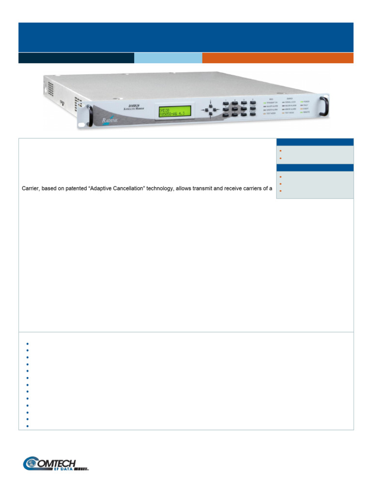 17 4037 V2 04.03.10 Radyne DME20 Modem Data Sheet | PDF | Modem | Low ...