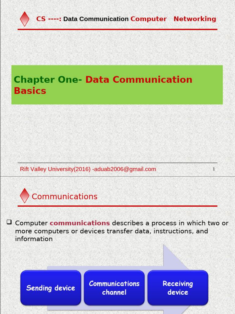 Chapter-One-Data Communication Basics | PDF | Duplex (Telecommunications) | Computer Network
