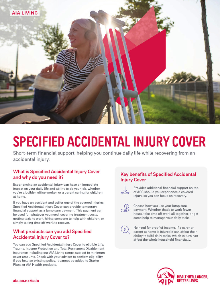 AIA Specified Accidental Injury Cover | PDF | Hand | Knee