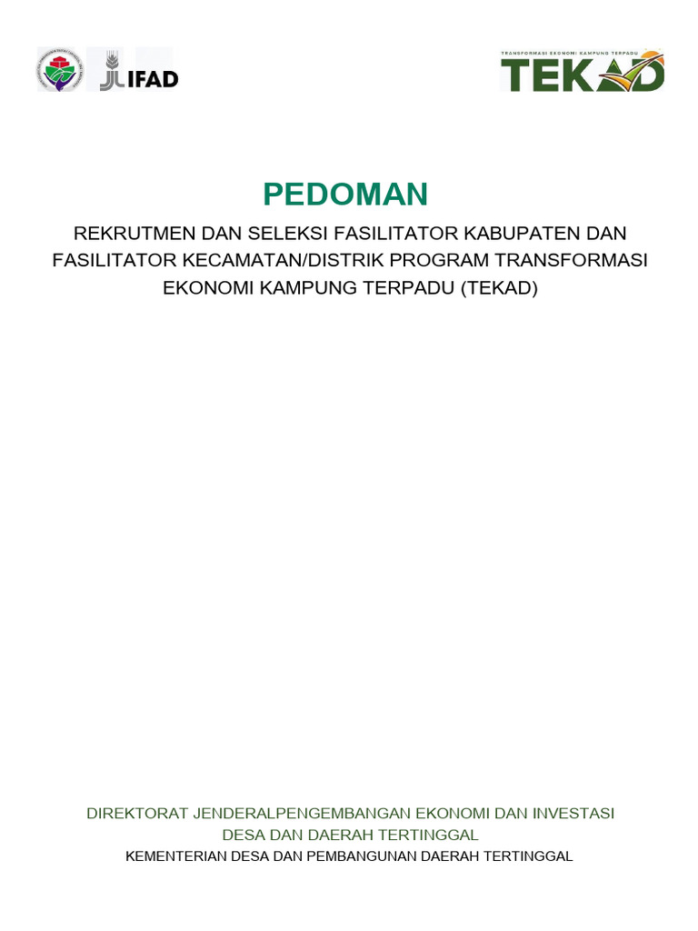 Panduan Rekrutmen Fasilitator TEKAD 2025 | PDF