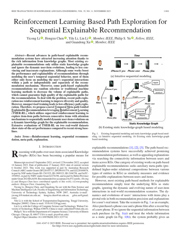 Reinforcement Learning Based Path Exploration For Sequential Explainable Recommendation | PDF ...