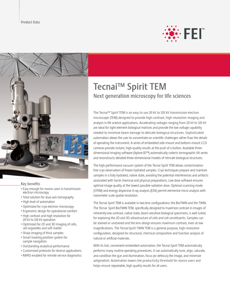 Tecnai Spirit TEM Datasheet | PDF | Transmission Electron Microscopy ...