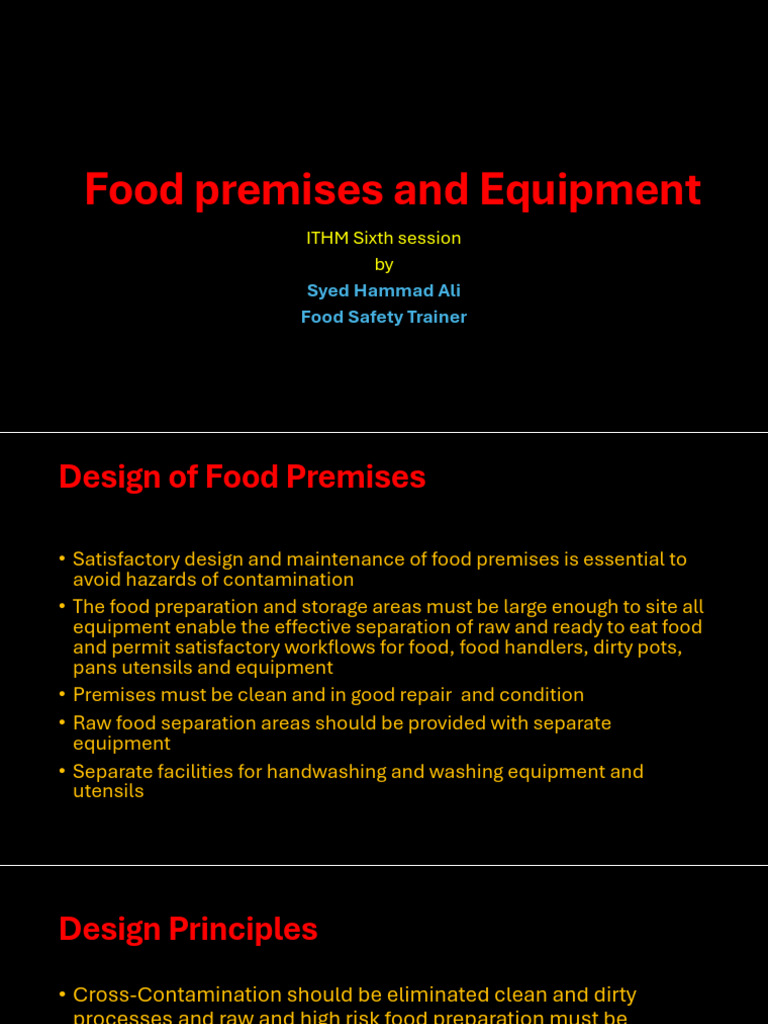 Food Premises Design and Equipment Standards | PDF | Waste | Water