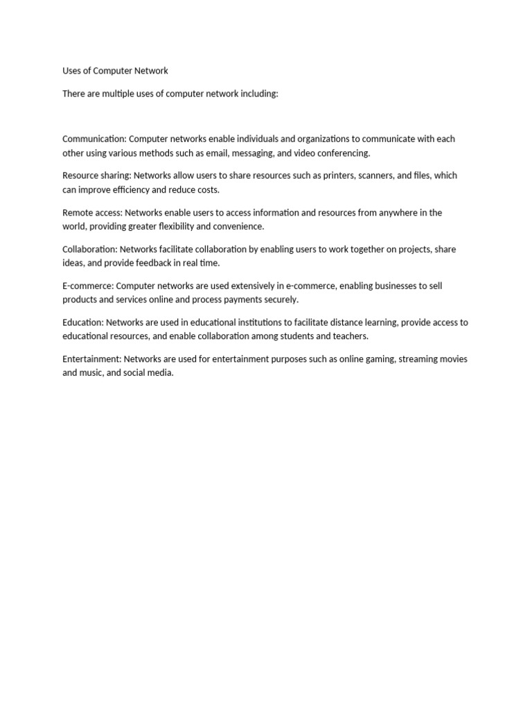 Key Uses of Computer Networks | PDF