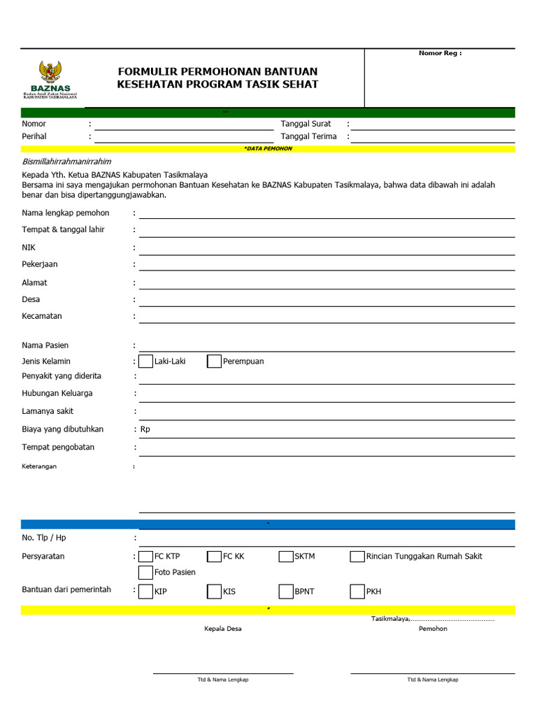 Form Pengajuan Kesehatan 2024 | PDF