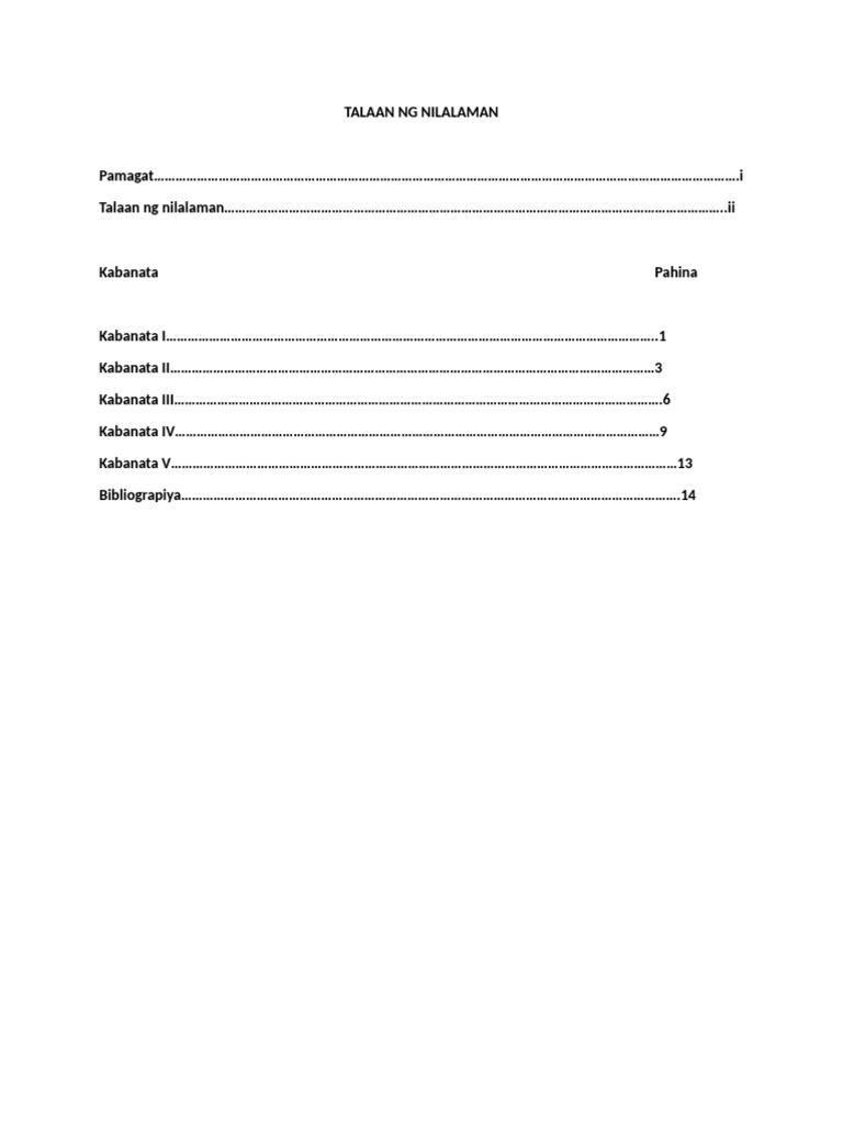 Talaan NG Nilalaman | PDF