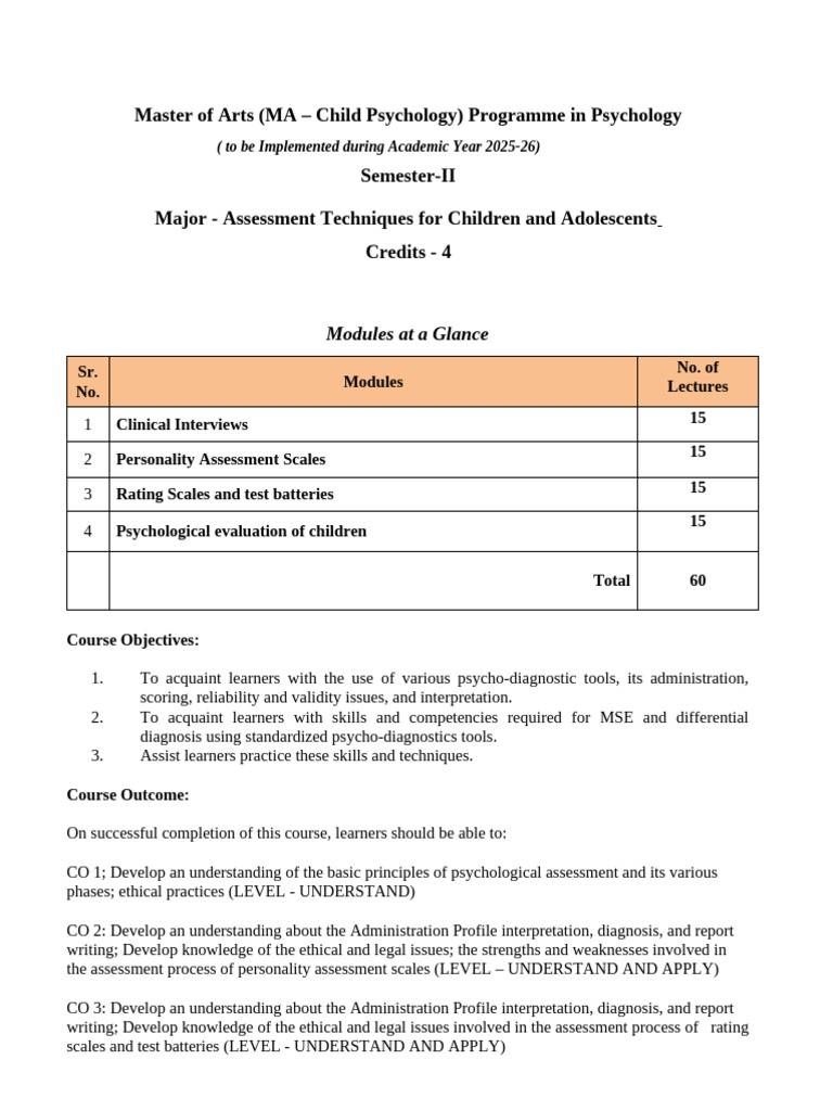 Child Psychology Assessment Techniques | PDF | Educational Assessment ...