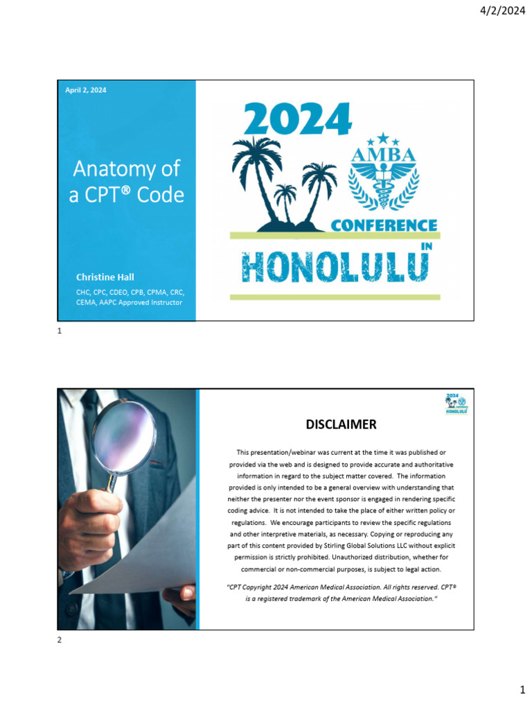 Anatomy of A CPT Code Christine Hall | PDF | Health Care | Medicine