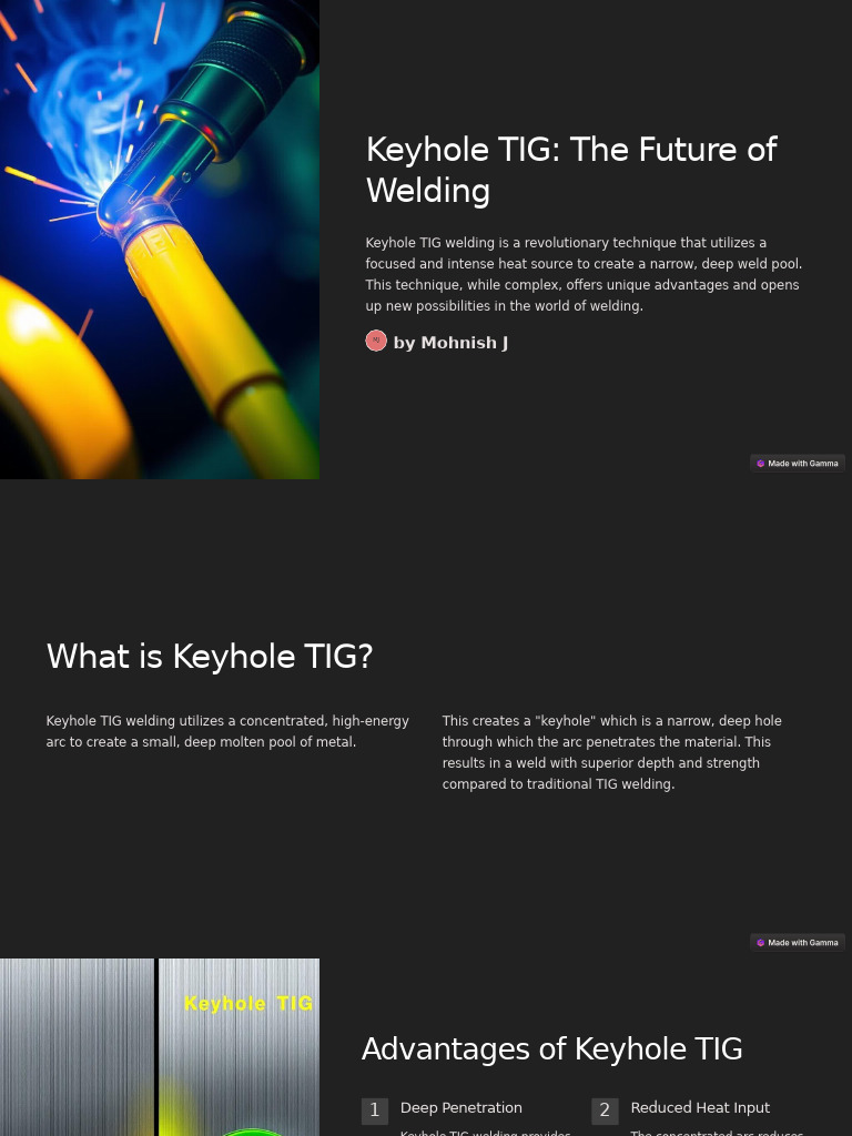 Keyhole TIG Welding: Advantages & Applications | PDF | Welding ...
