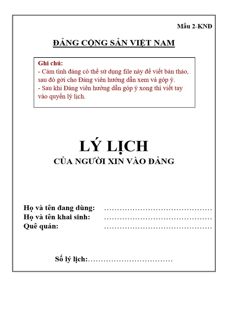 Ly Lich Cua Nguoi Xin Vao Dang | PDF
