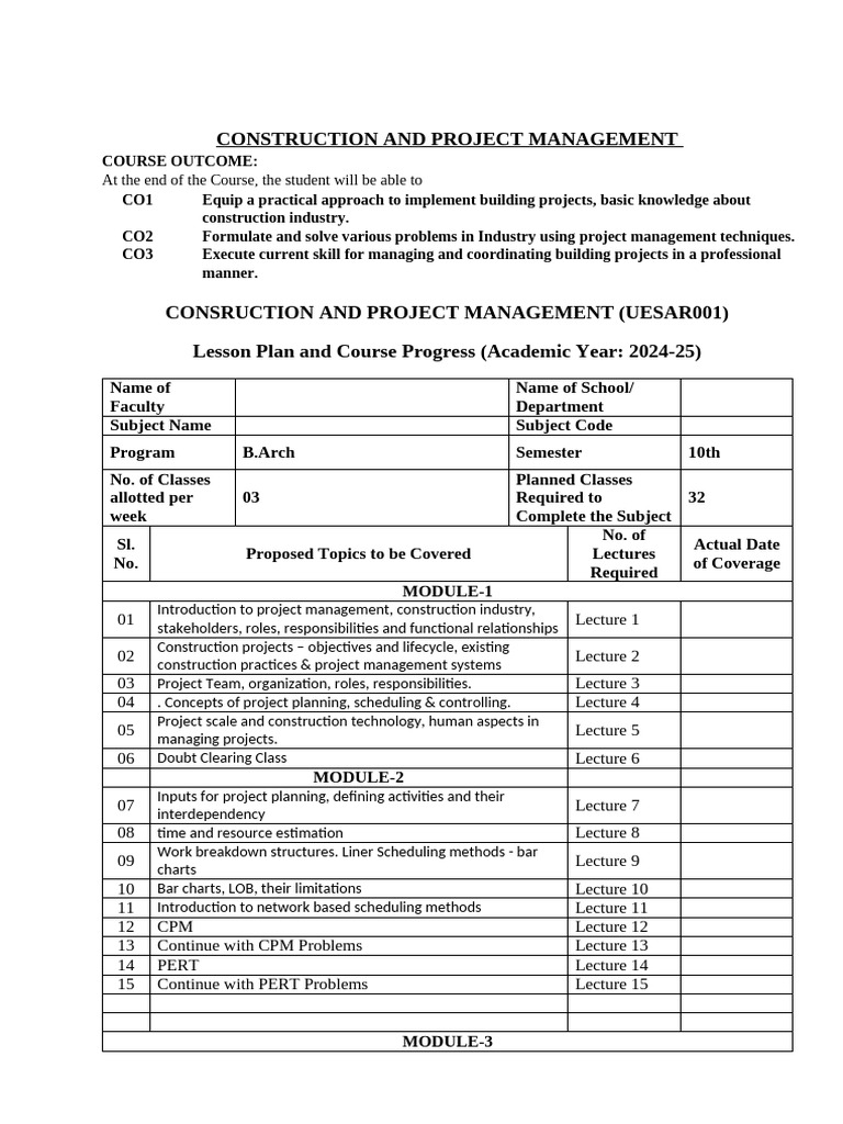 Lesson Plan CPM | PDF | Project Management | Business