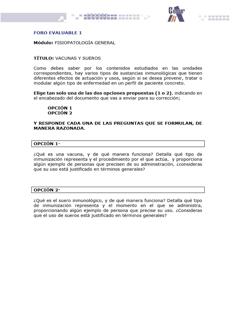FORO EVALUABLE 1 FISIOPATOLOGÍA GENERAL | PDF