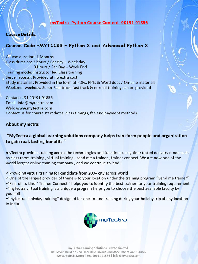 Mytectrapythoncoursecontent 140127044920 Phpapp02 | PDF | Parameter ...