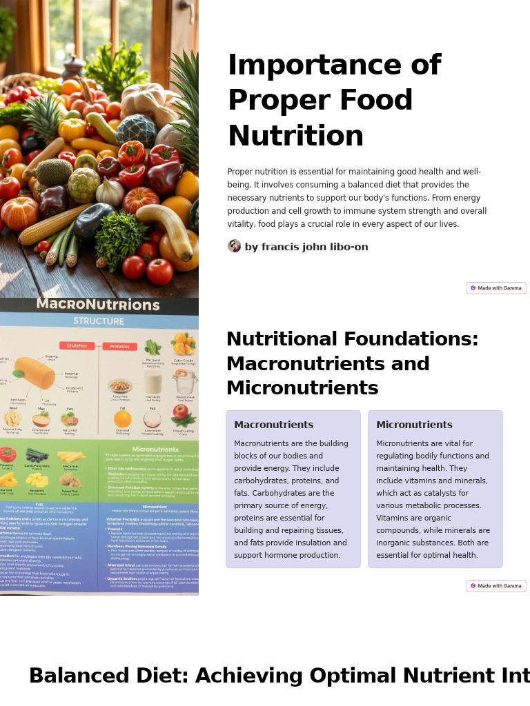Importance of Proper Nutrition for Health | PDF | Nutrients | Nutrition