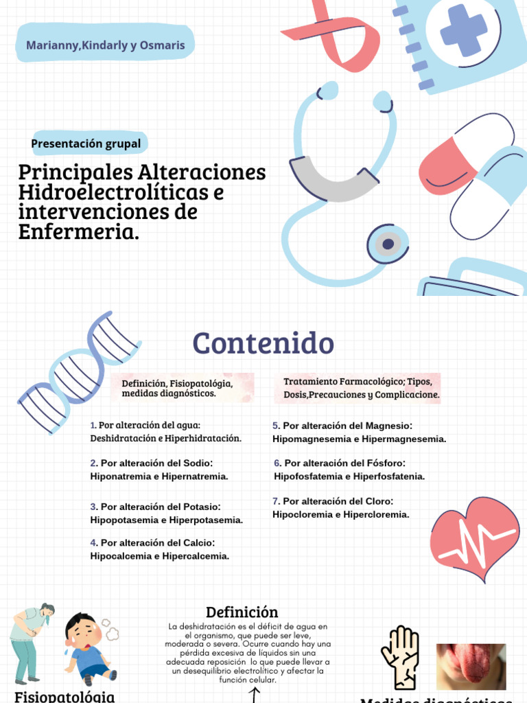Principales Alteraciones Hidroelectrolíticas e Intervenciones de Enfermeria PDF | PDF | Sodio ...